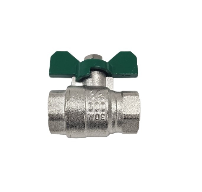 Full Port Nickel Plated Brass Ball Valve - 600 PSI (WOG) w/Green ...