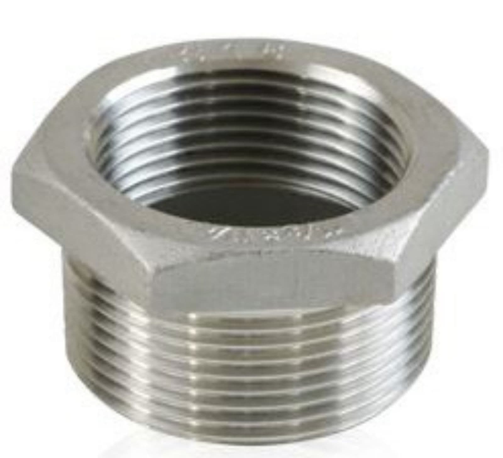 Stainless Steel Hex Bushing, MxF. Available in SS 304 and SS 316.