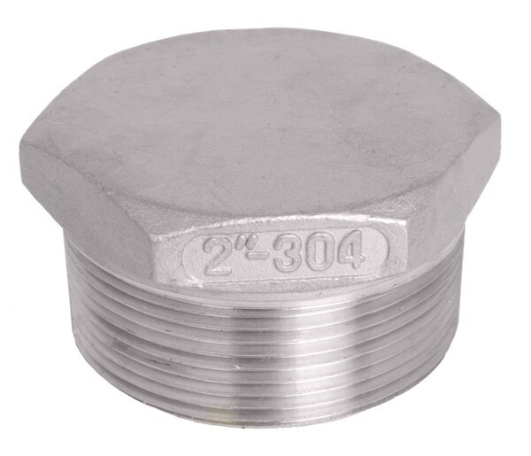 Hex Plug Fitting with Male x Closed End, available in SS304 and SS316.