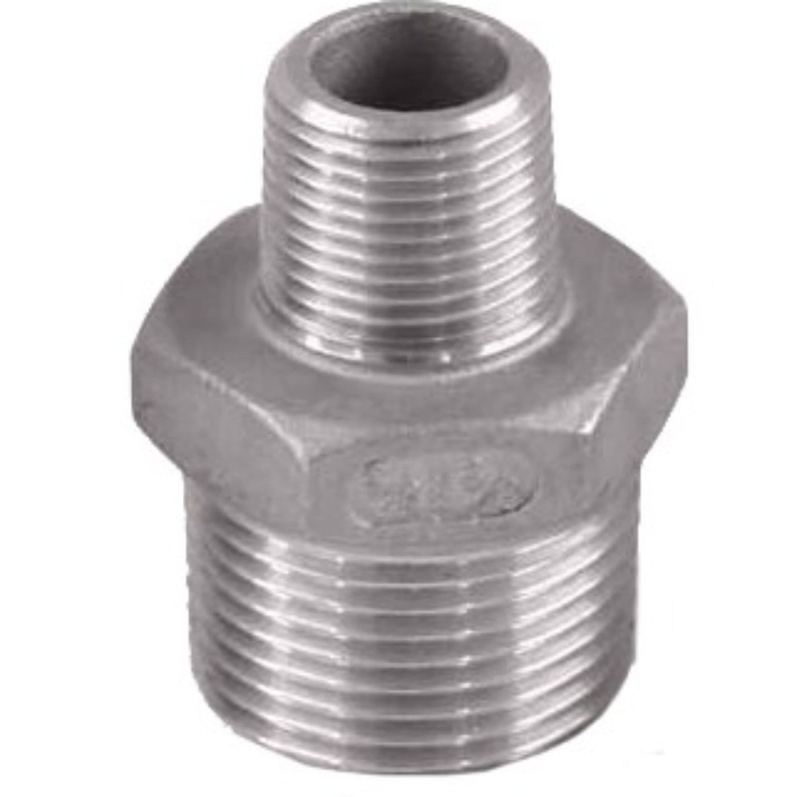 Stainless Steel Reducing Nipple Fitting with one port smaller than the other. FxF. Available in ...