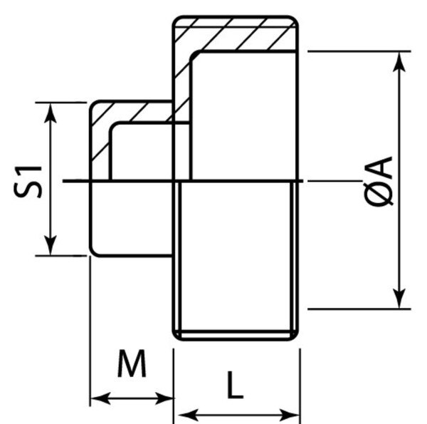 Male x Closed End Plug with NPT threading. Square on closed end allows ...
